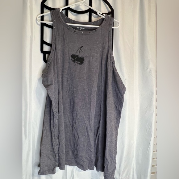torrid | Tops | Torrid Gray With Cherry And Stud Detail | Poshmark